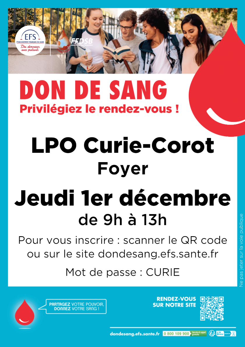 Don de sang - LPO CURIE-COROT Saint-Lô