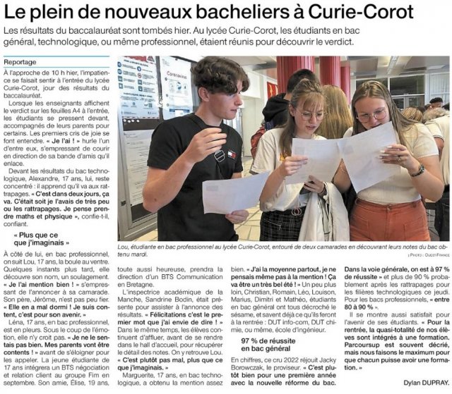 De nouveaux bacheliers au lycée - LPO CURIE-COROT Saint-Lô